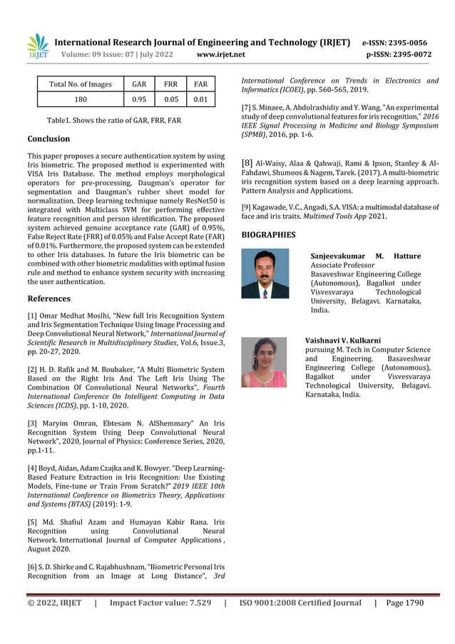 Iris Biometric Based Person Identification Using Deep Learning ...