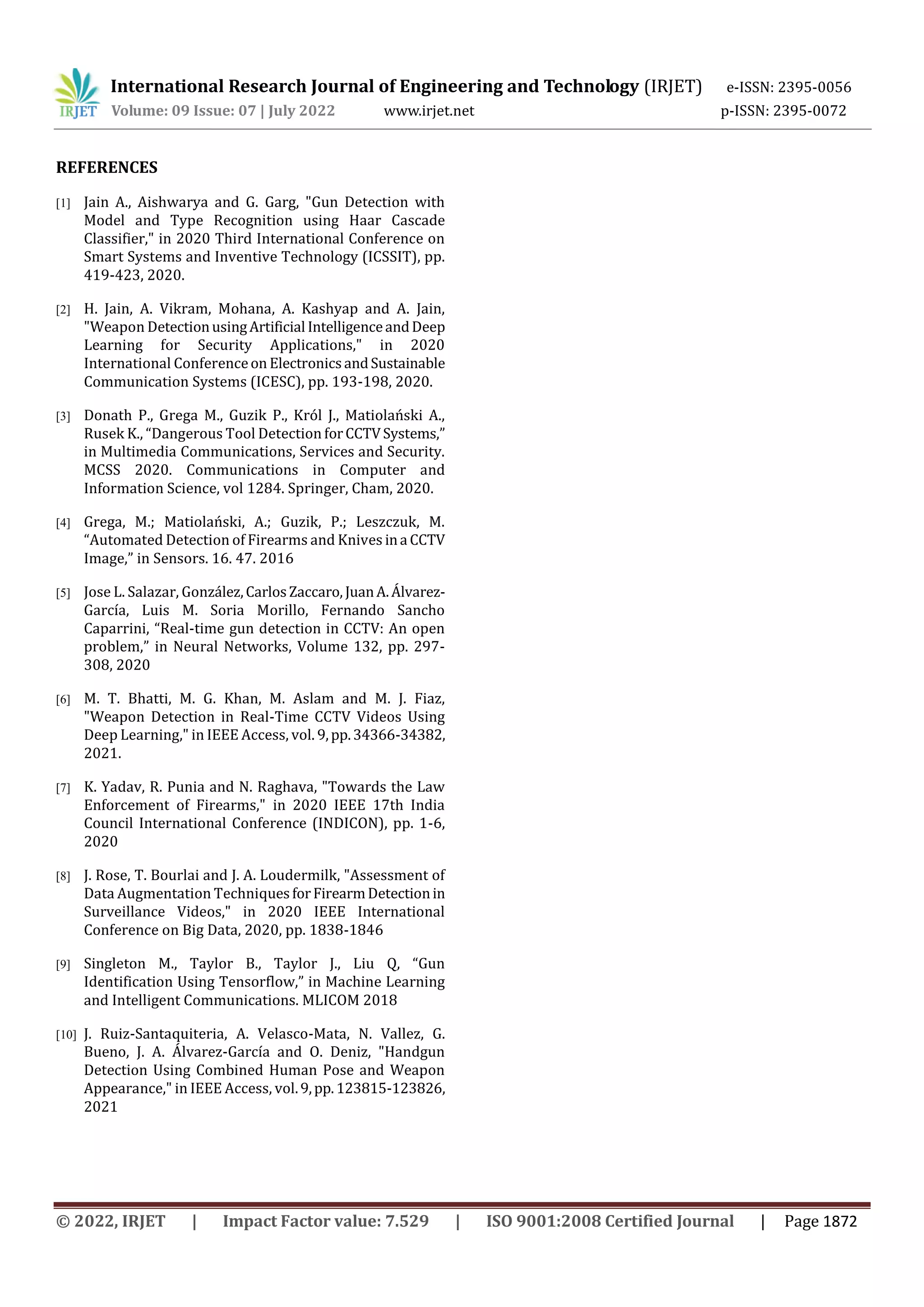 Weapon Detection and Classification in CCTV Footage | PDF