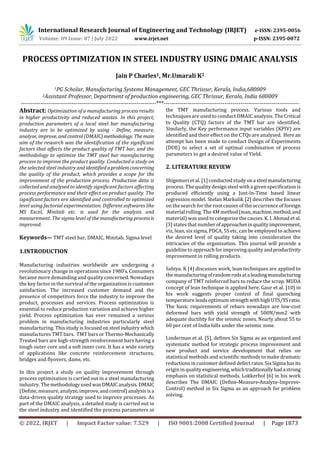 PROCESS OPTIMIZATION IN STEEL INDUSTRY USING DMAIC ANALYSIS | PDF