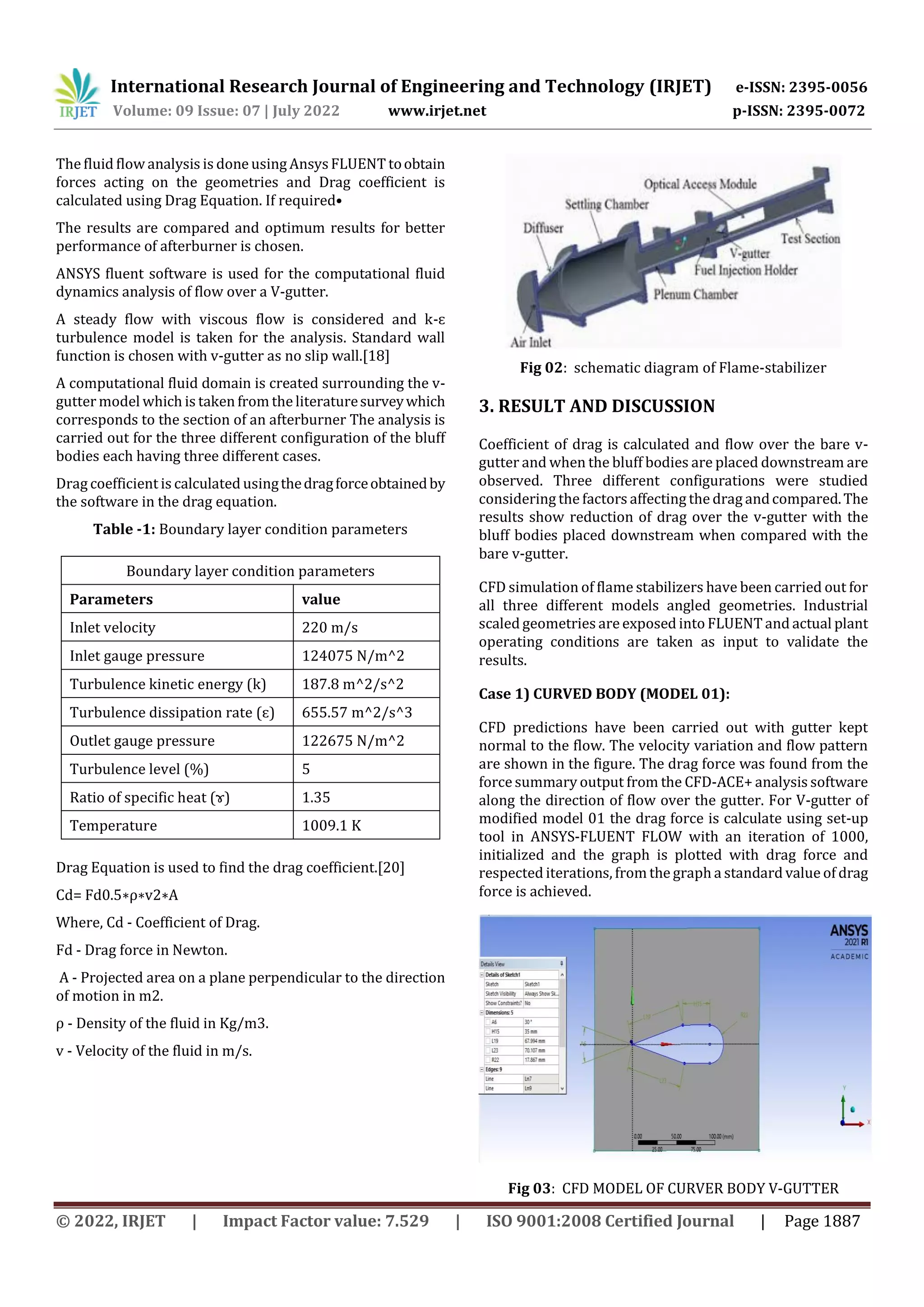 DRAG REDUCTION ANALYSIS OF A V-GUTTER IN AN AFTER-BURNER BY GEOMETRICAL ...