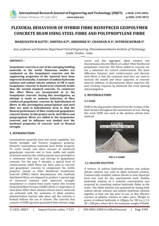 FLEXURAL BEHAVIOUR OF HYBRID FIBRE REINFPRCED GEOPOLYMER CONCRETE BEAM ...