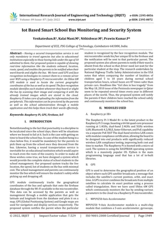 Iot Based Smart School Bus Monitoring and Security System | PDF