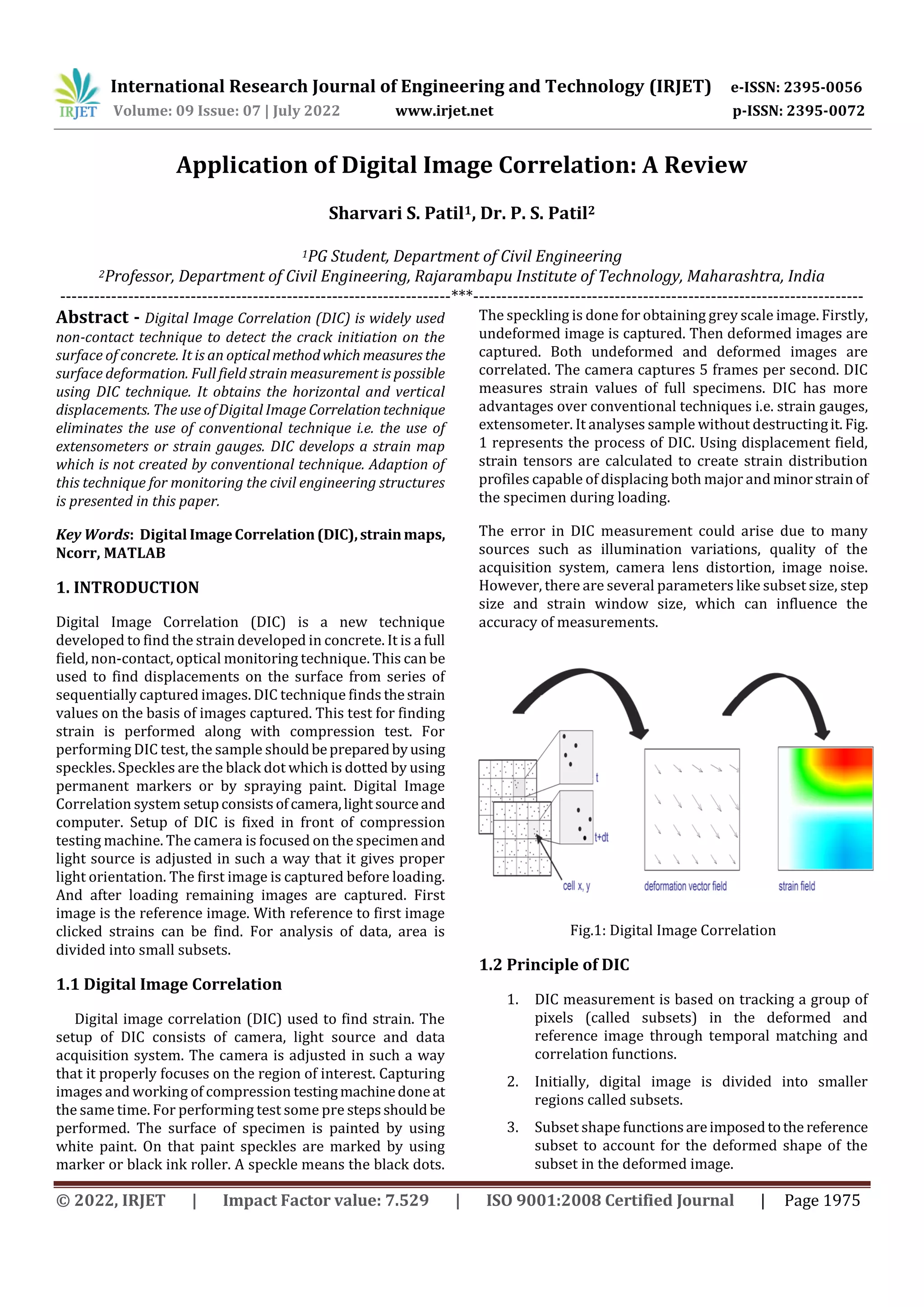 Application of Digital Image Correlation: A Review | PDF