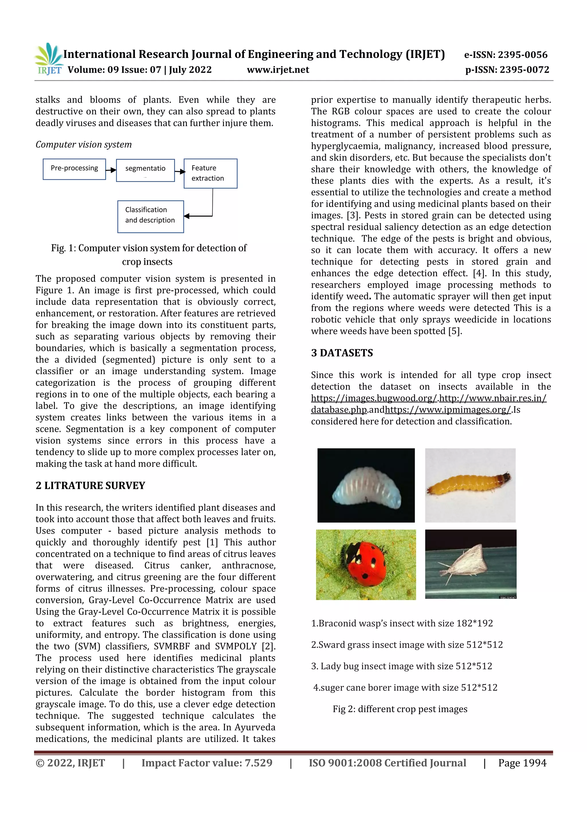 Insect Shape Detection And Classification Using Digital Image Processing Pdf