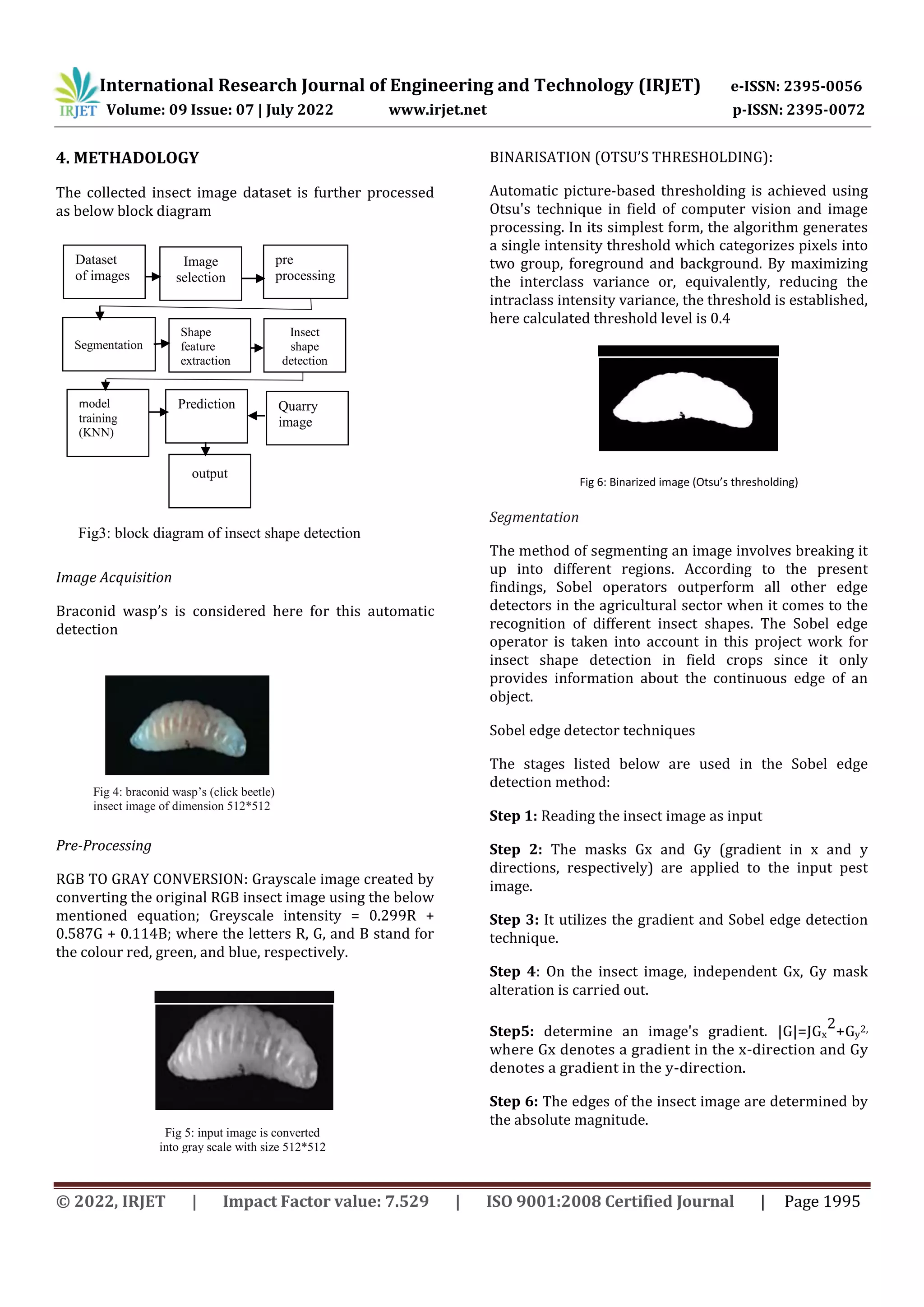 INSECT SHAPE DETECTION AND CLASSIFICATION USING DIGITAL IMAGE PROCESSING | PDF
