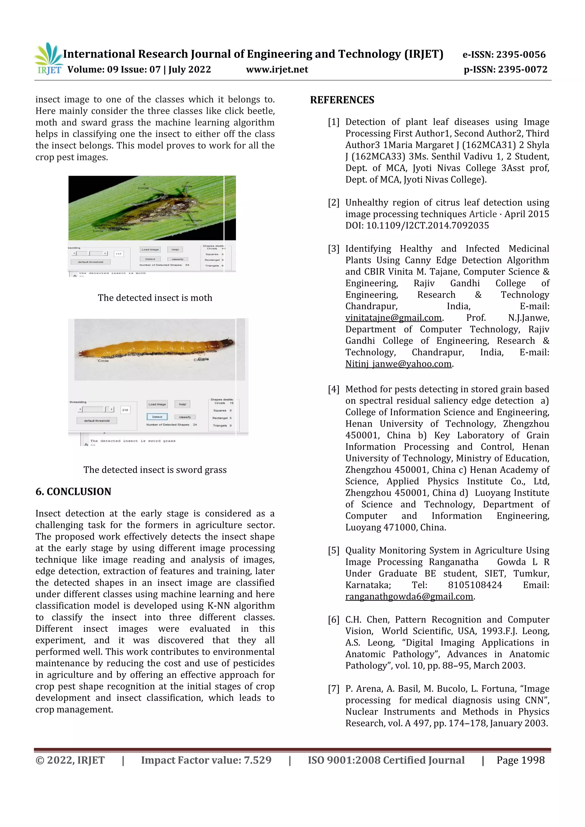 Insect Shape Detection And Classification Using Digital Image
