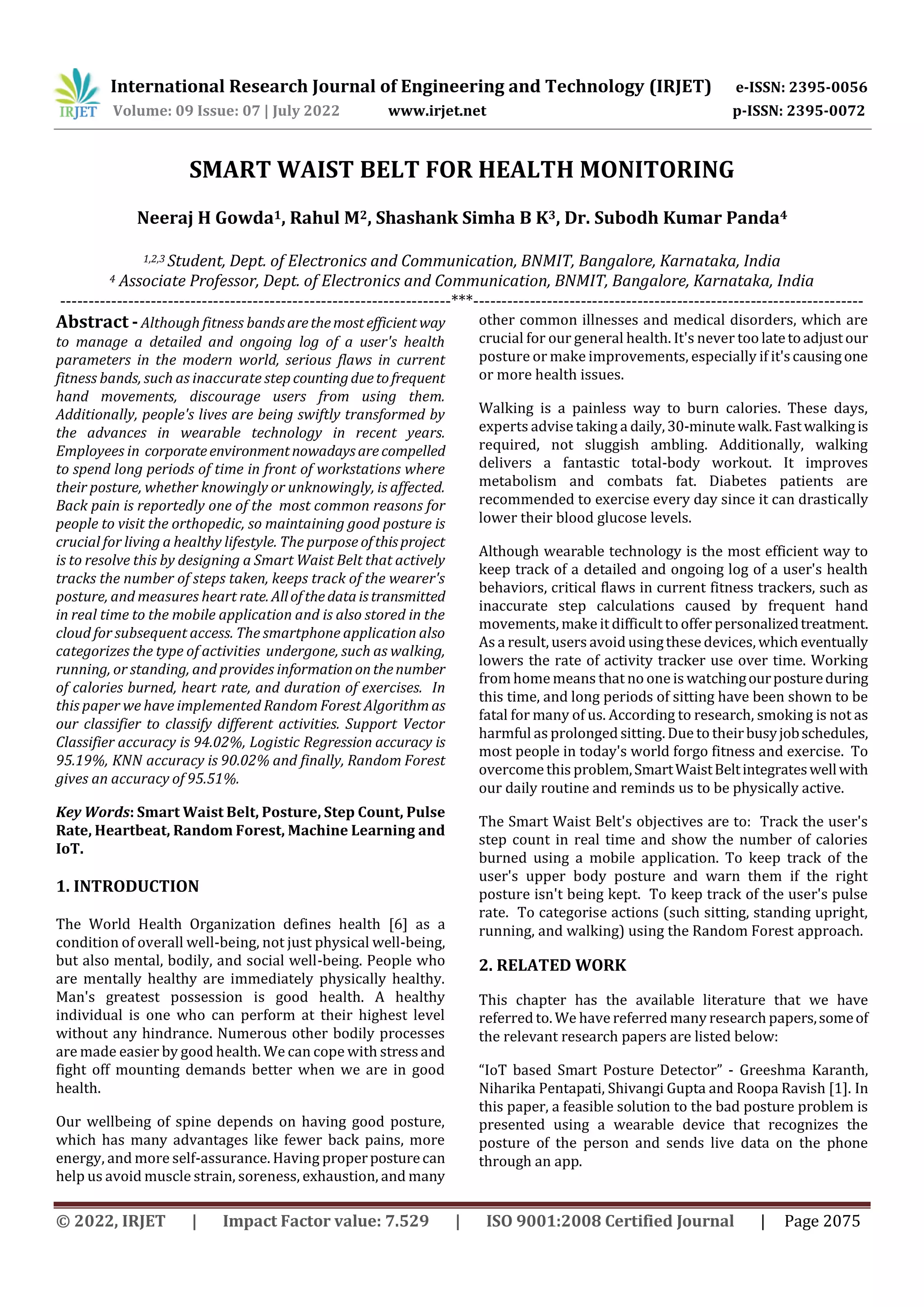 SMART WAIST BELT FOR HEALTH MONITORING | PDF