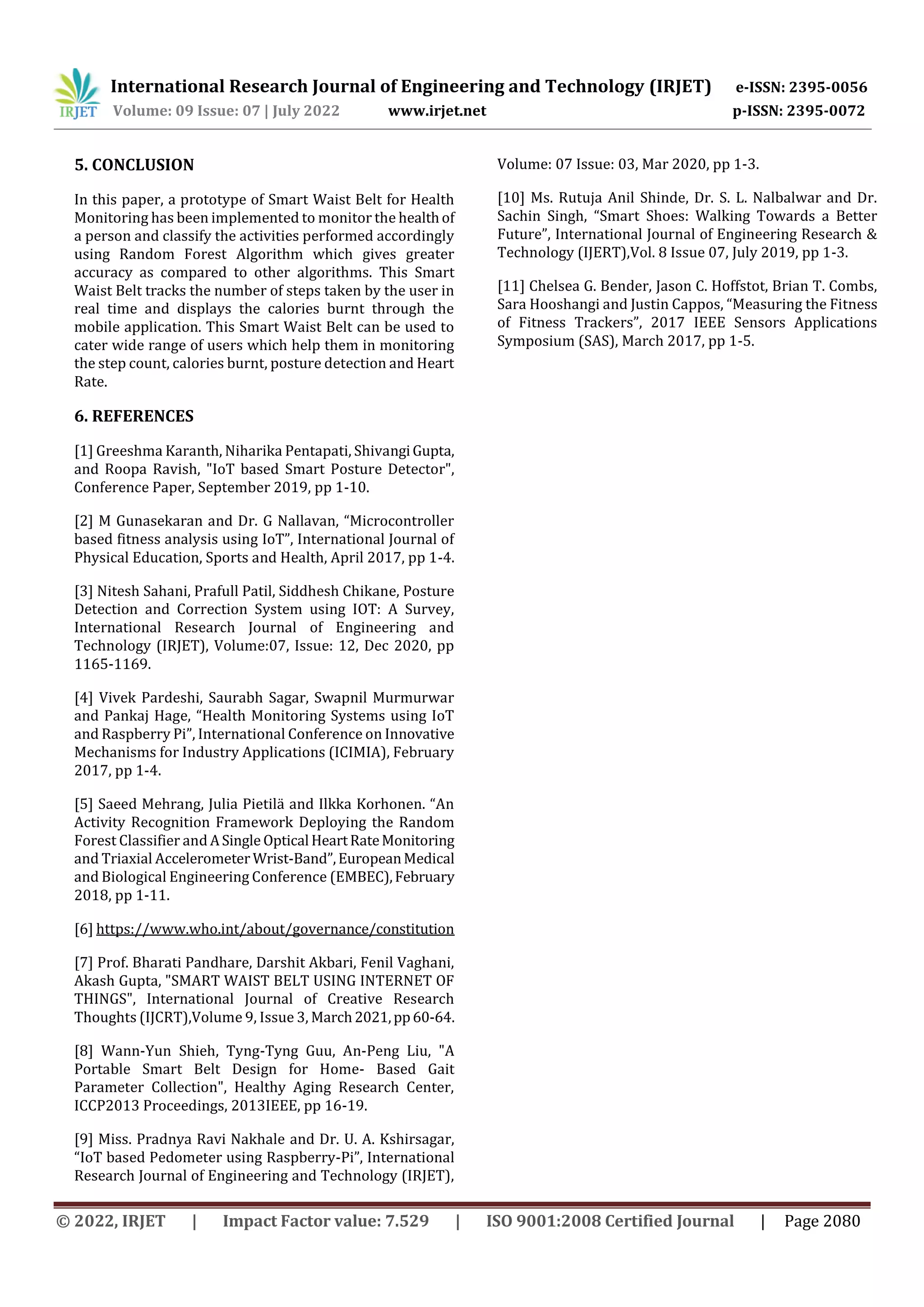 SMART WAIST BELT FOR HEALTH MONITORING | PDF