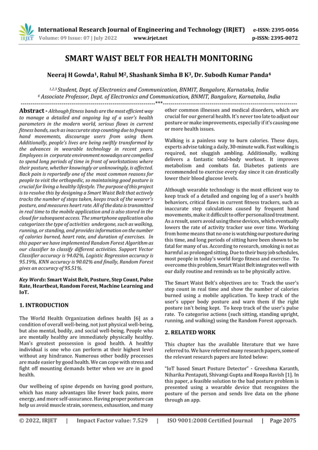 SMART WAIST BELT FOR HEALTH MONITORING | PDF