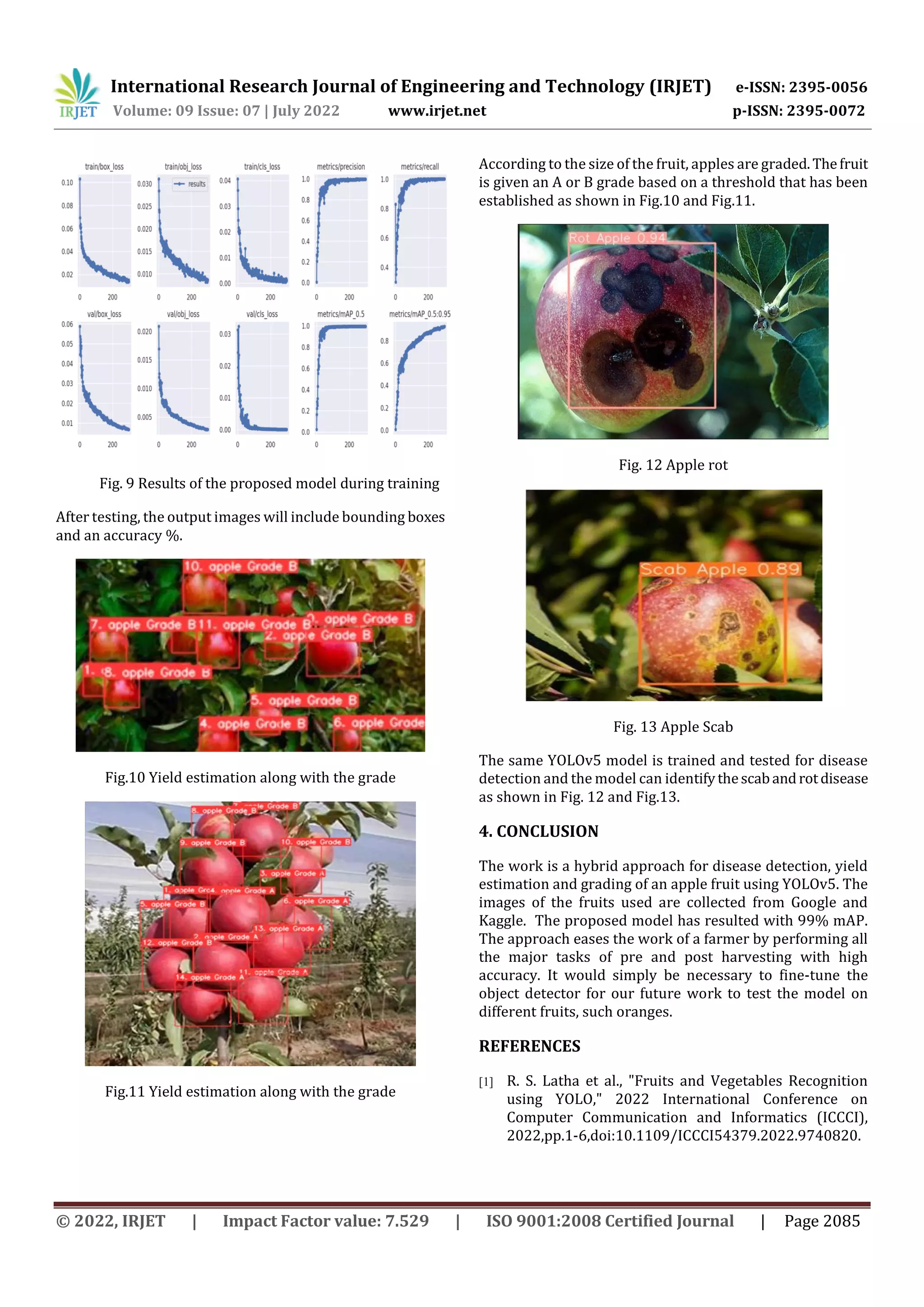 Hybrid Approach For Apple Fruit Disease Detection Yield Estimation And Grading Using Yolov5 Pdf