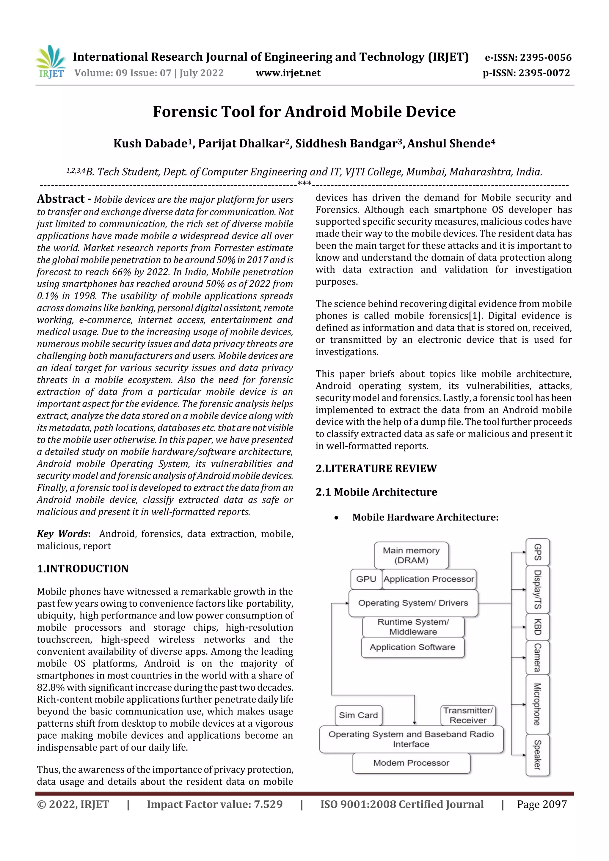 Forensic Tool For Android Mobile Device Pdf Operating Systems