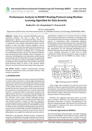 Performance Analysis in MANET Routing Protocol using Machine Learning Algorithm for Data ...