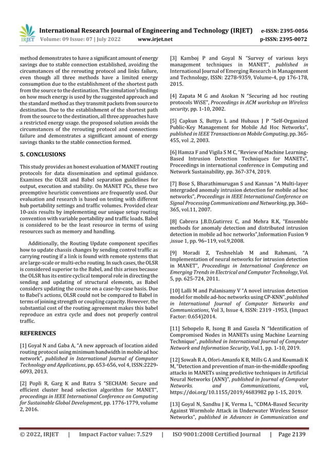 Performance Analysis in MANET Routing Protocol using Machine Learning Algorithm for Data ...