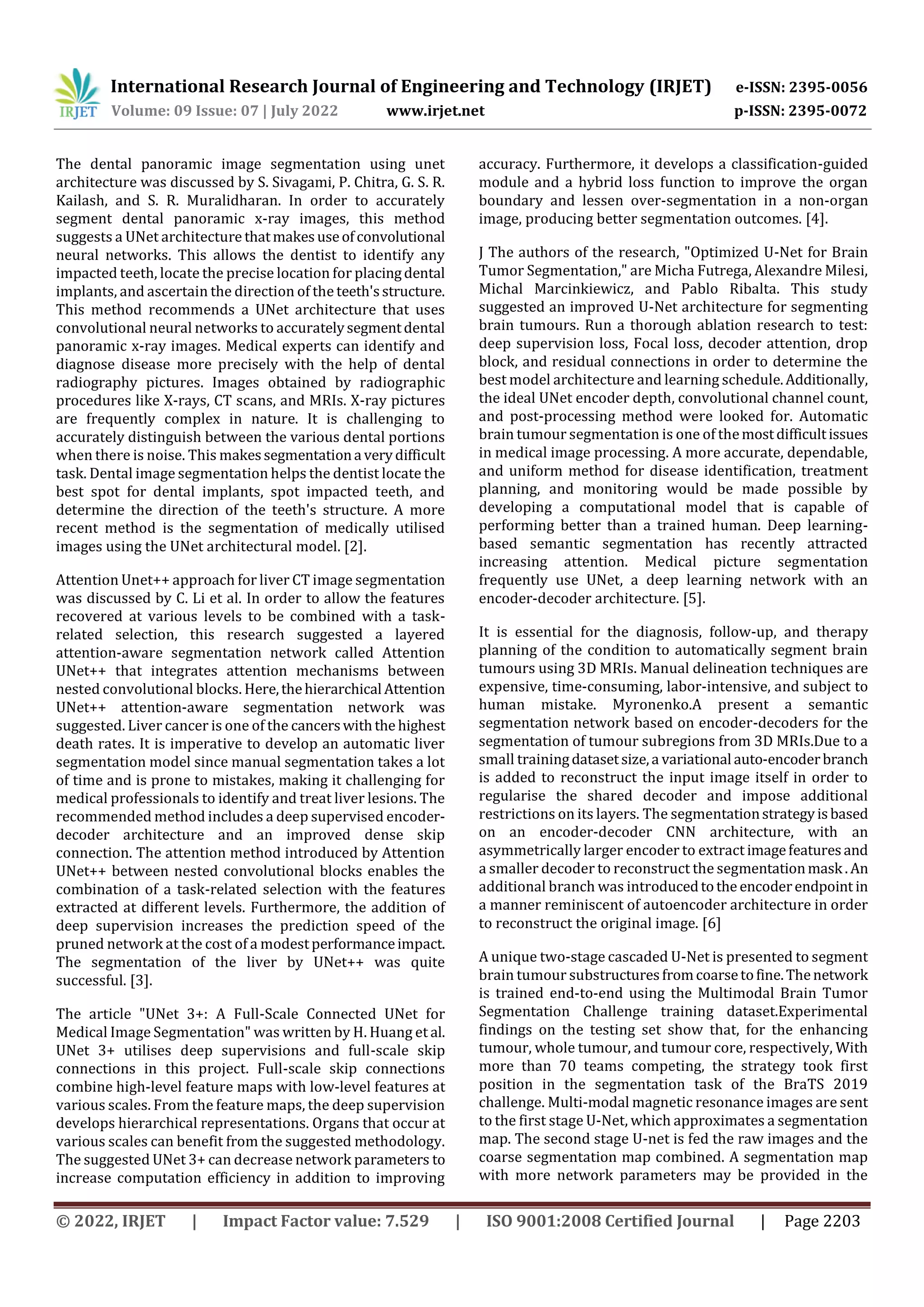 Unet 3+ For Brain Tumor Segmentation : A Study | PDF