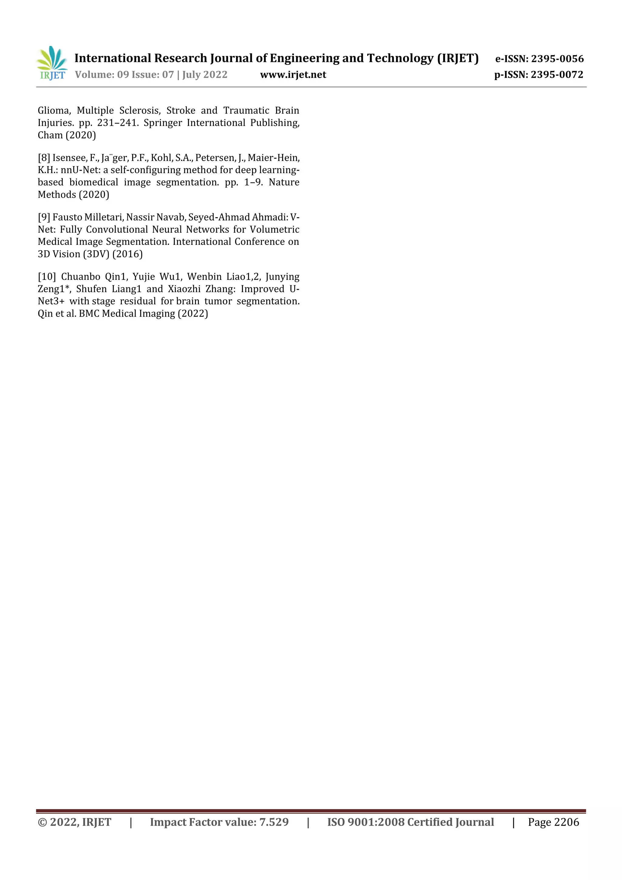 Unet 3+ For Brain Tumor Segmentation : A Study | PDF