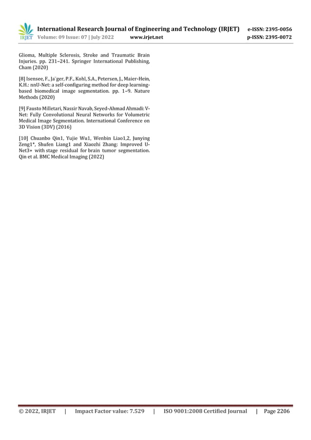 Unet 3+ For Brain Tumor Segmentation : A Study | PDF