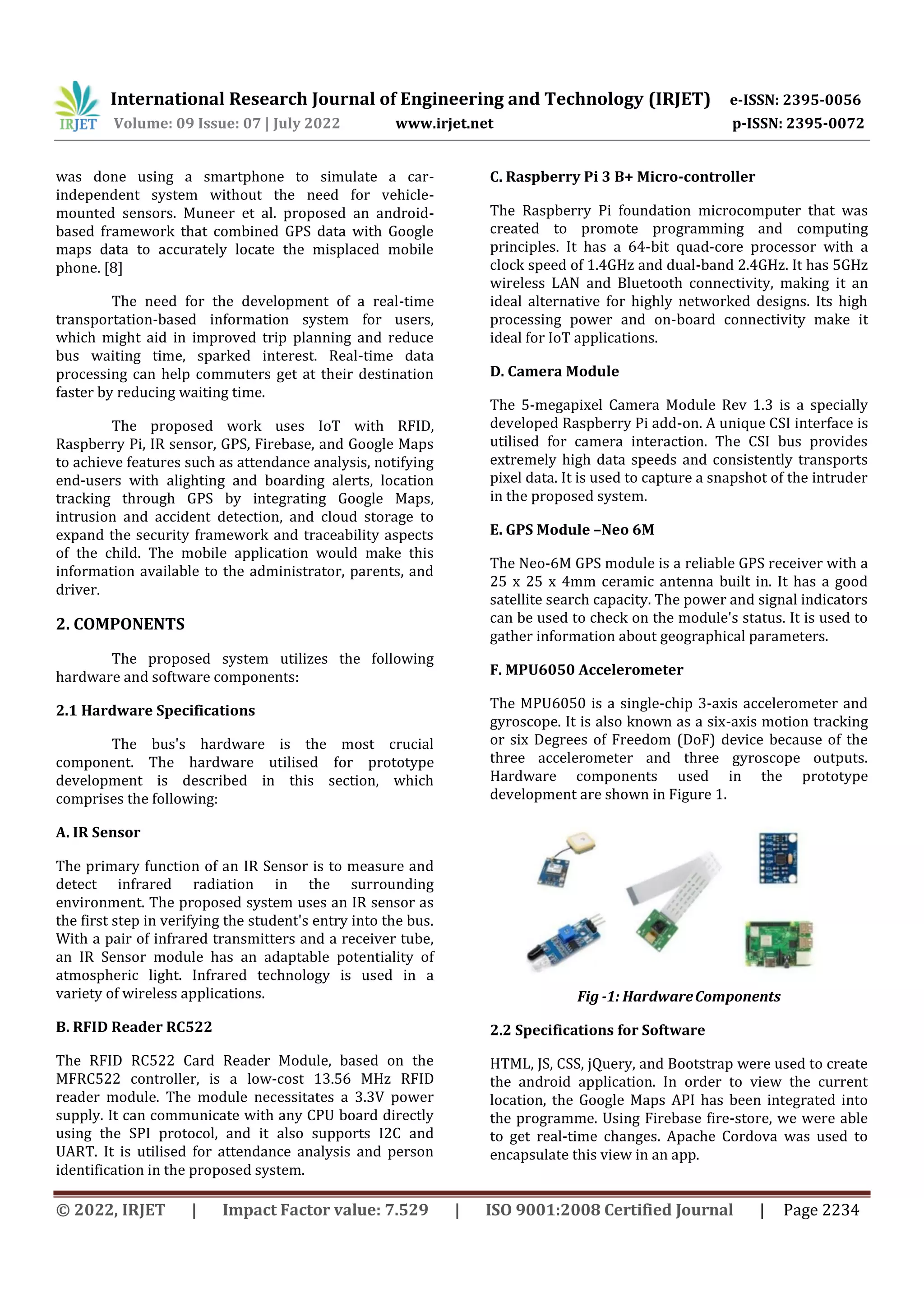 A novel method for Smart school bus tracking system using Machine learning and IoT | PDF