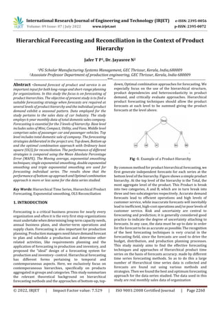 Hierarchical Forecasting and Reconciliation in the Context of Product Hierarchy | PDF