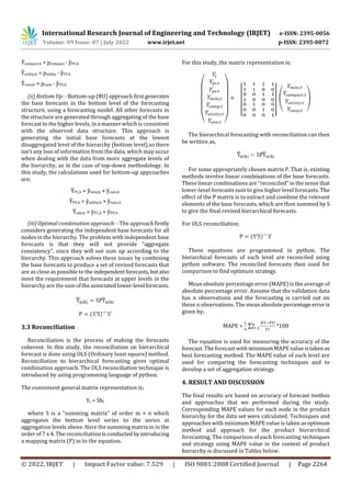 Hierarchical Forecasting and Reconciliation in the Context of Product Hierarchy | PDF