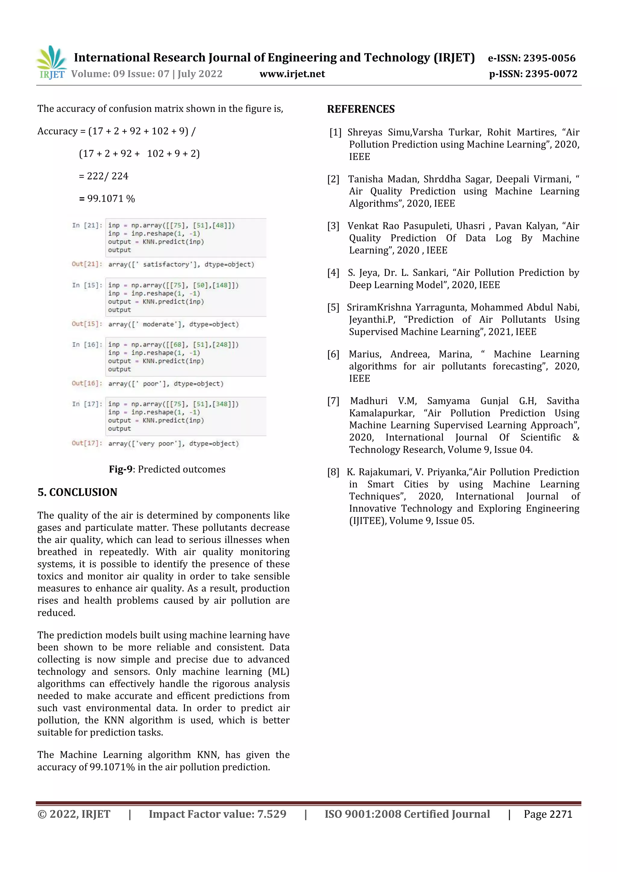 Air Pollution Prediction using Machine Learning | PDF