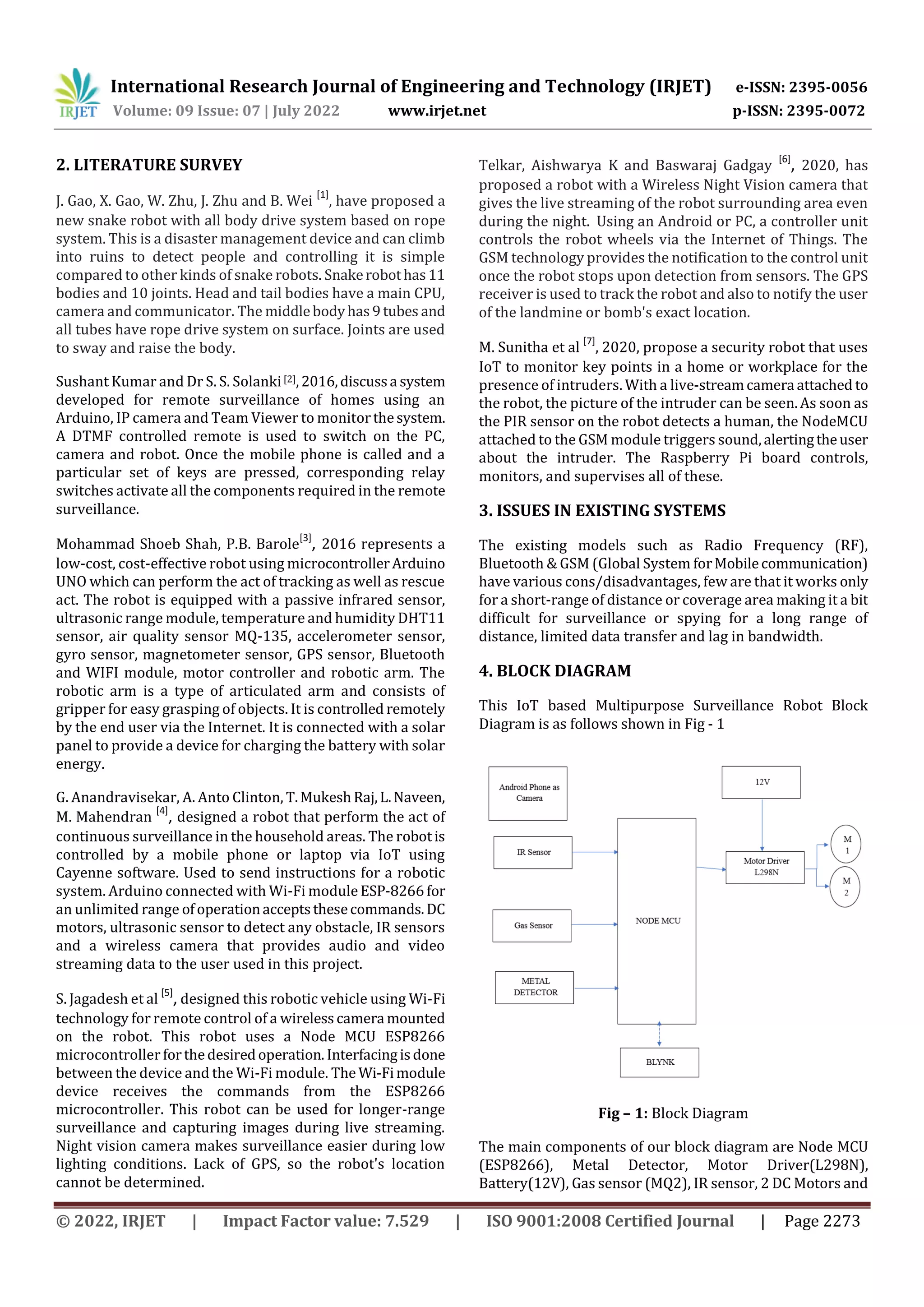 IoT based Multipurpose Surveillance Robot | PDF