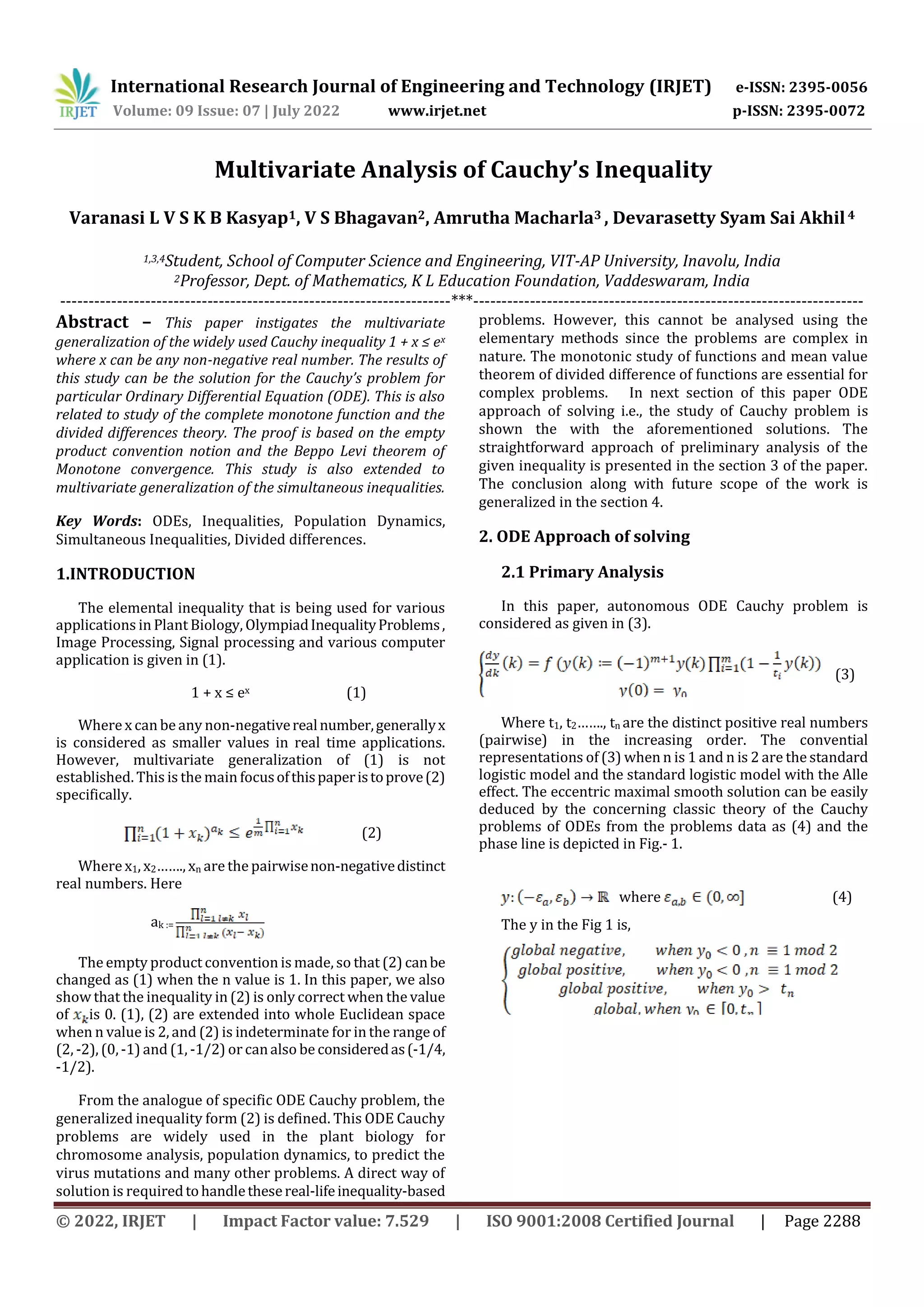Multivariate Analysis of Cauchy’s Inequality | PDF