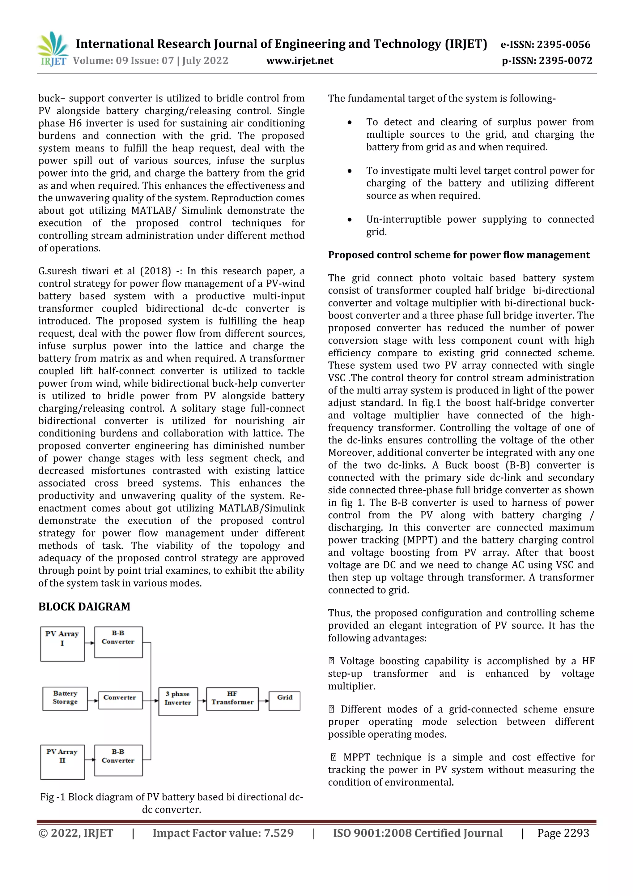 A Review on Methodologies of Multi Array PV Battery Based Bi ...