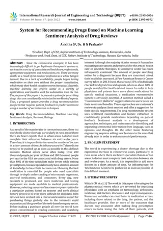 System for Recommending Drugs Based on Machine Learning Sentiment ...