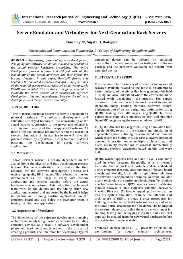 Server Emulator and Virtualizer for Next-Generation Rack Servers | PDF