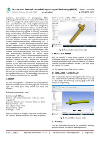 DESIGN AND ANALYSIS OF COUNTER FLOW VORTEX TUBE | PDF