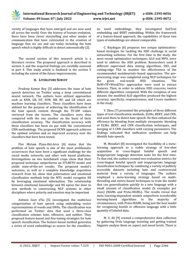 Hate Speech Recognition System through NLP and Deep Learning | PDF