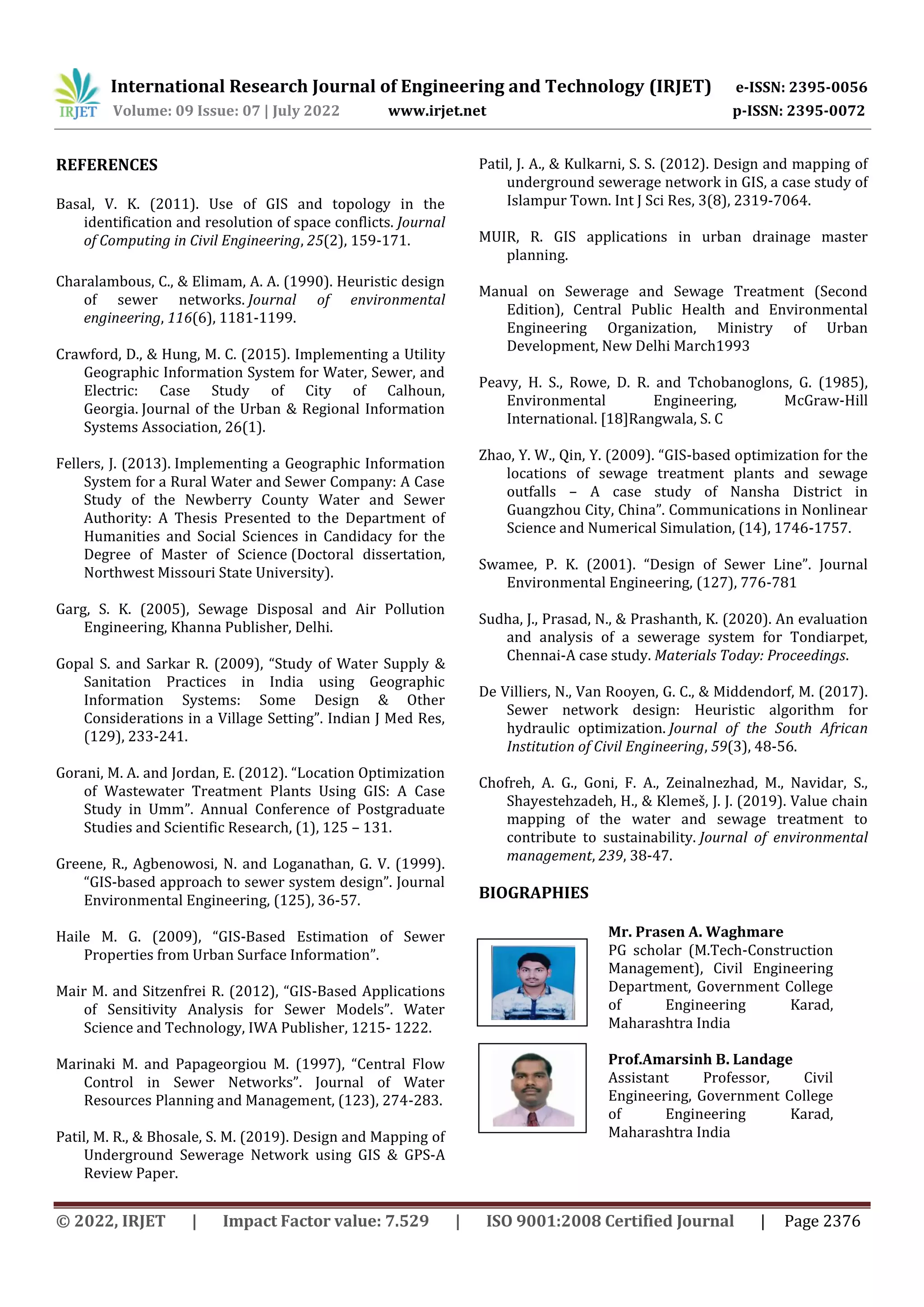 A CASE STUDY OF BANAWADI VILLAGE OPTIMUM DESIGN AND ESTIMATION OF SEWER ...