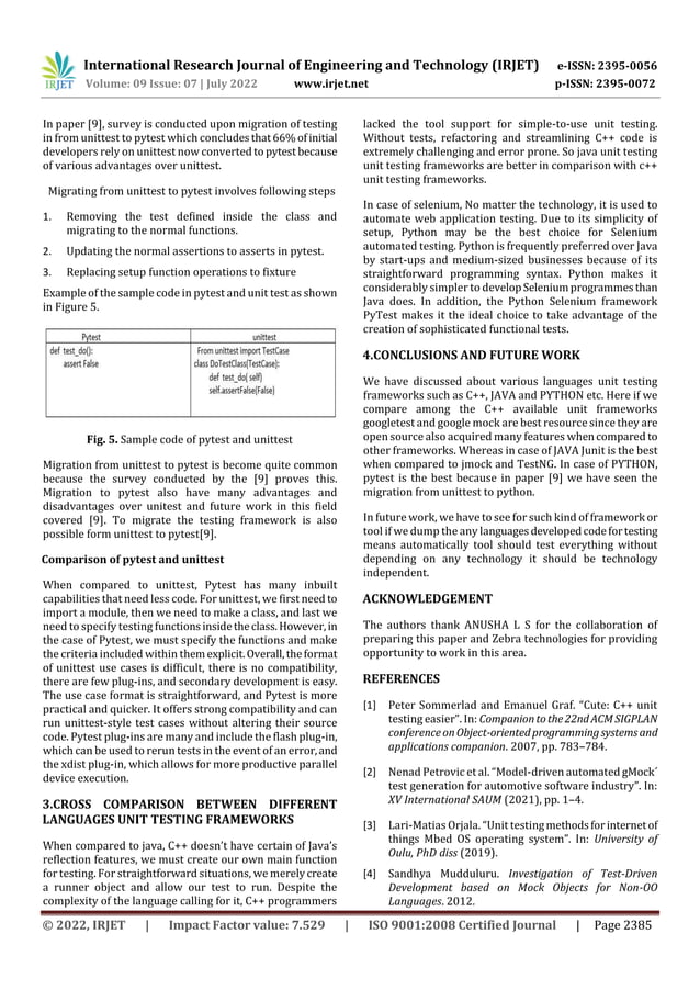Unit Testing Frameworks: A comparative study | PDF