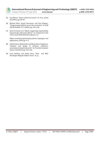 Unit Testing Frameworks: A comparative study | PDF