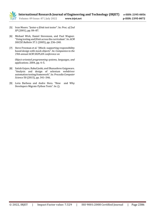 Unit Testing Frameworks: A comparative study | PDF