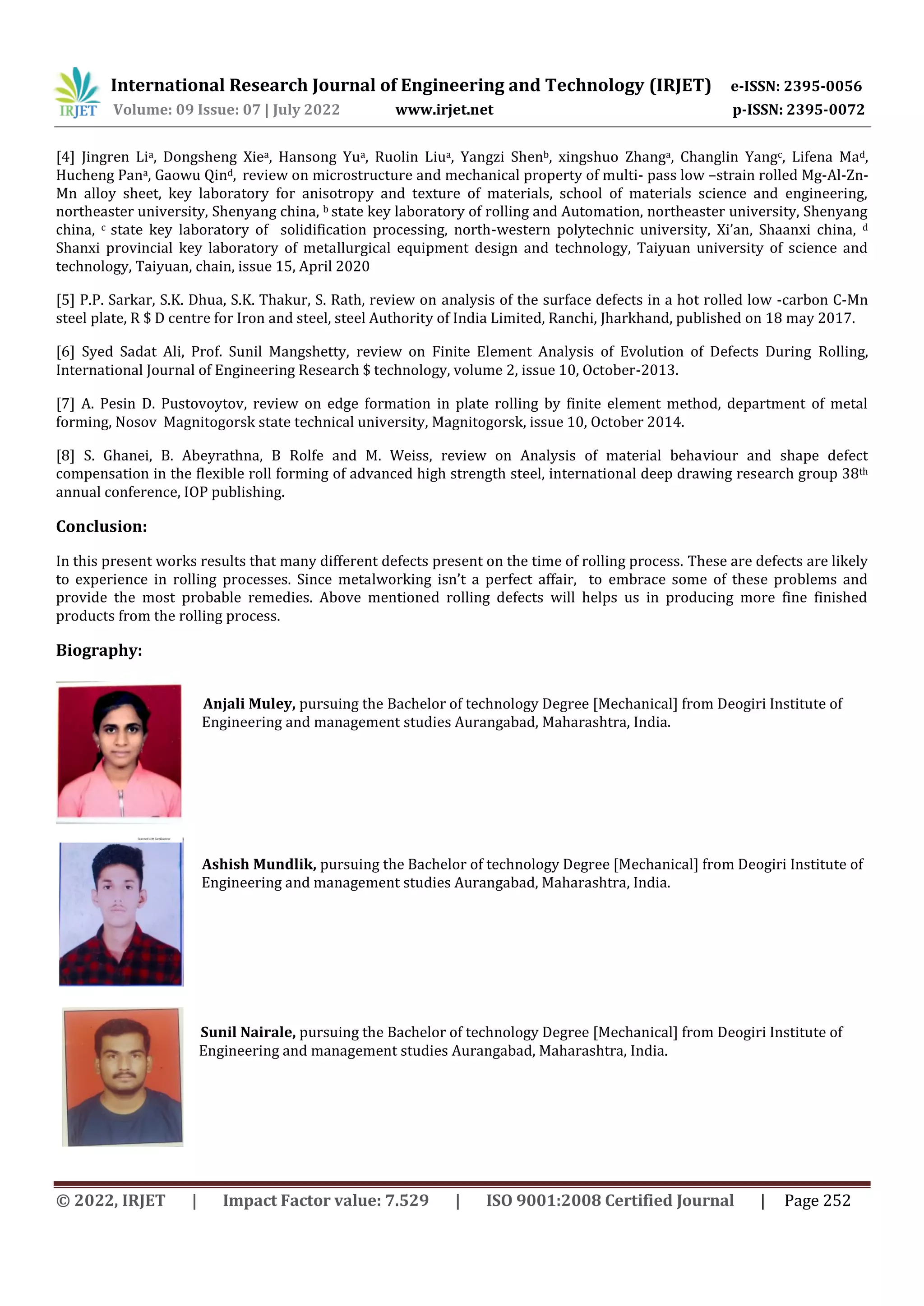 Defects in rolled sheets-A paper review | PDF