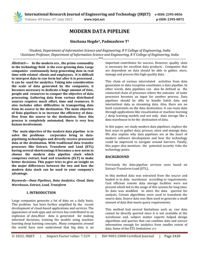 MODERN DATA PIPELINE | PDF | Cloud Computing | Internet