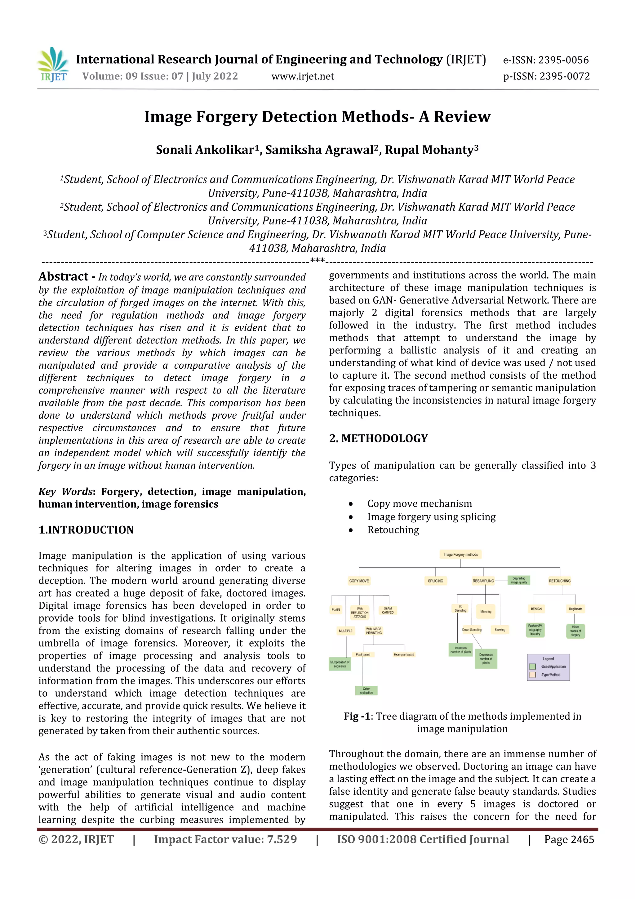 Image Forgery Detection Methods- A Review | PDF