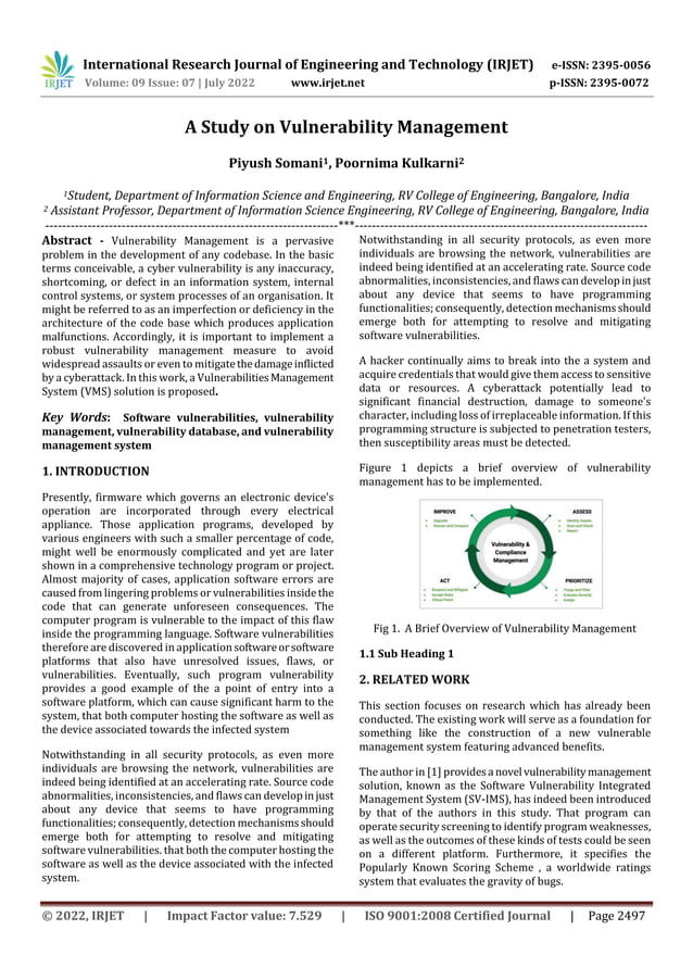 A Study on Vulnerability Management | PDF | Information and Network Security | Computing