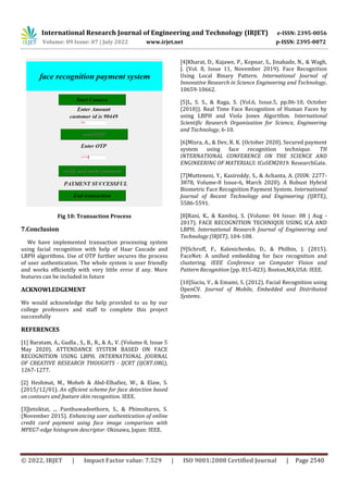 Face Recognition Based Payment Processing System | PDF