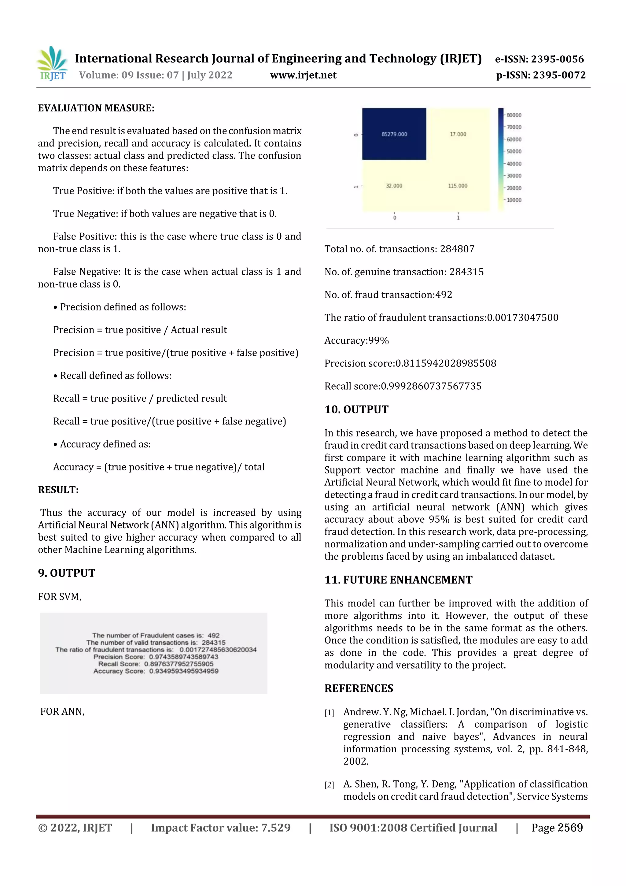 CREDIT CARD FRAUD DETECTION USING ARTIFICIAL NEURAL NETWORK (ANN) ALGORITHM | PDF