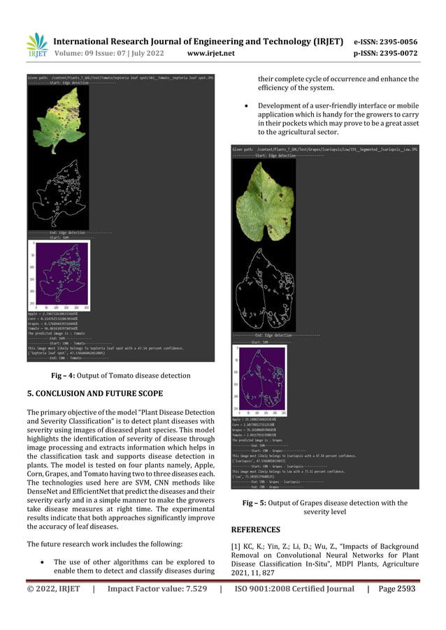 Plant Disease Detection and Severity Classification using Support Vector Machine and ...
