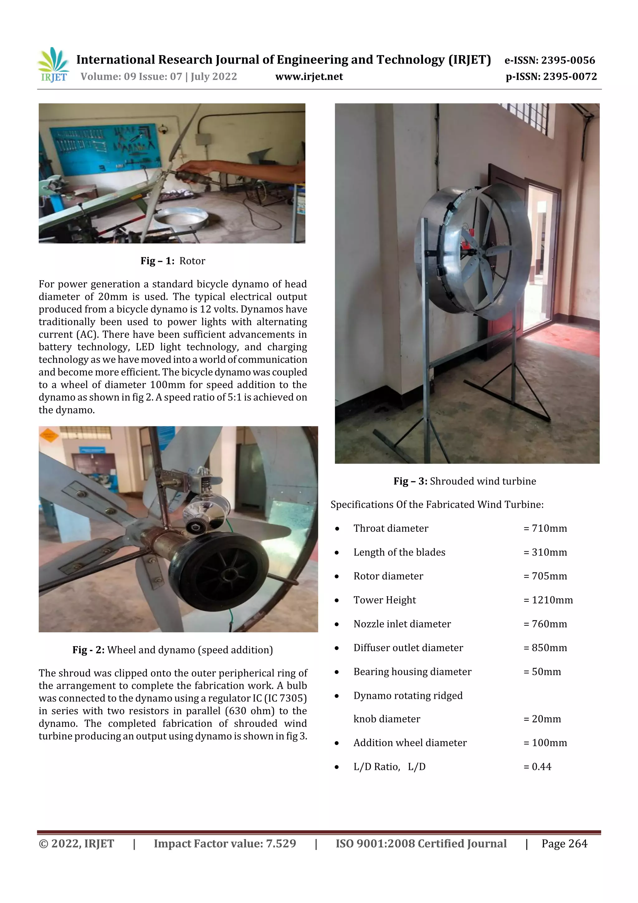 THE PERFORMANCE OF SHROUDED WIND TURBINE USING CYCLE DYNAMO | PDF
