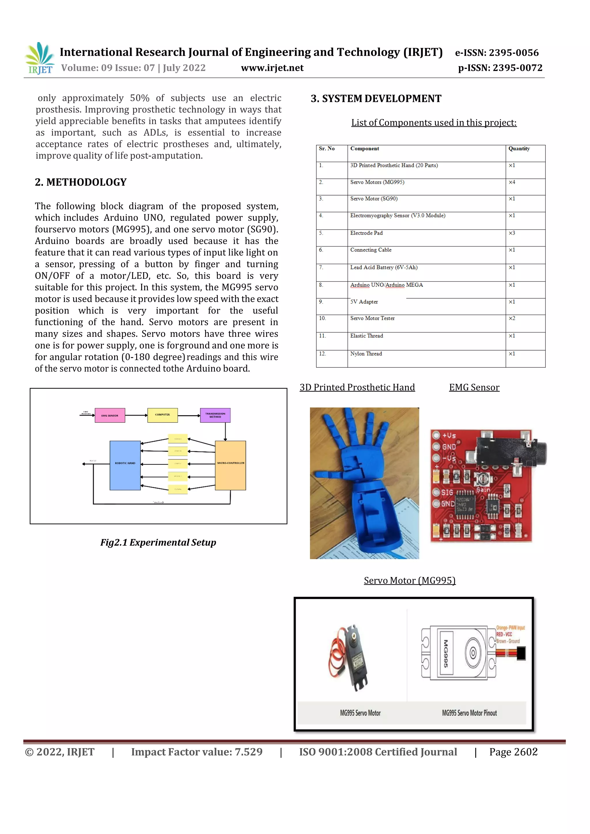 Prosthetic Hand Control Using EMG Sensor | PDF