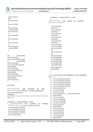 Prosthetic Hand Control Using EMG Sensor | PDF