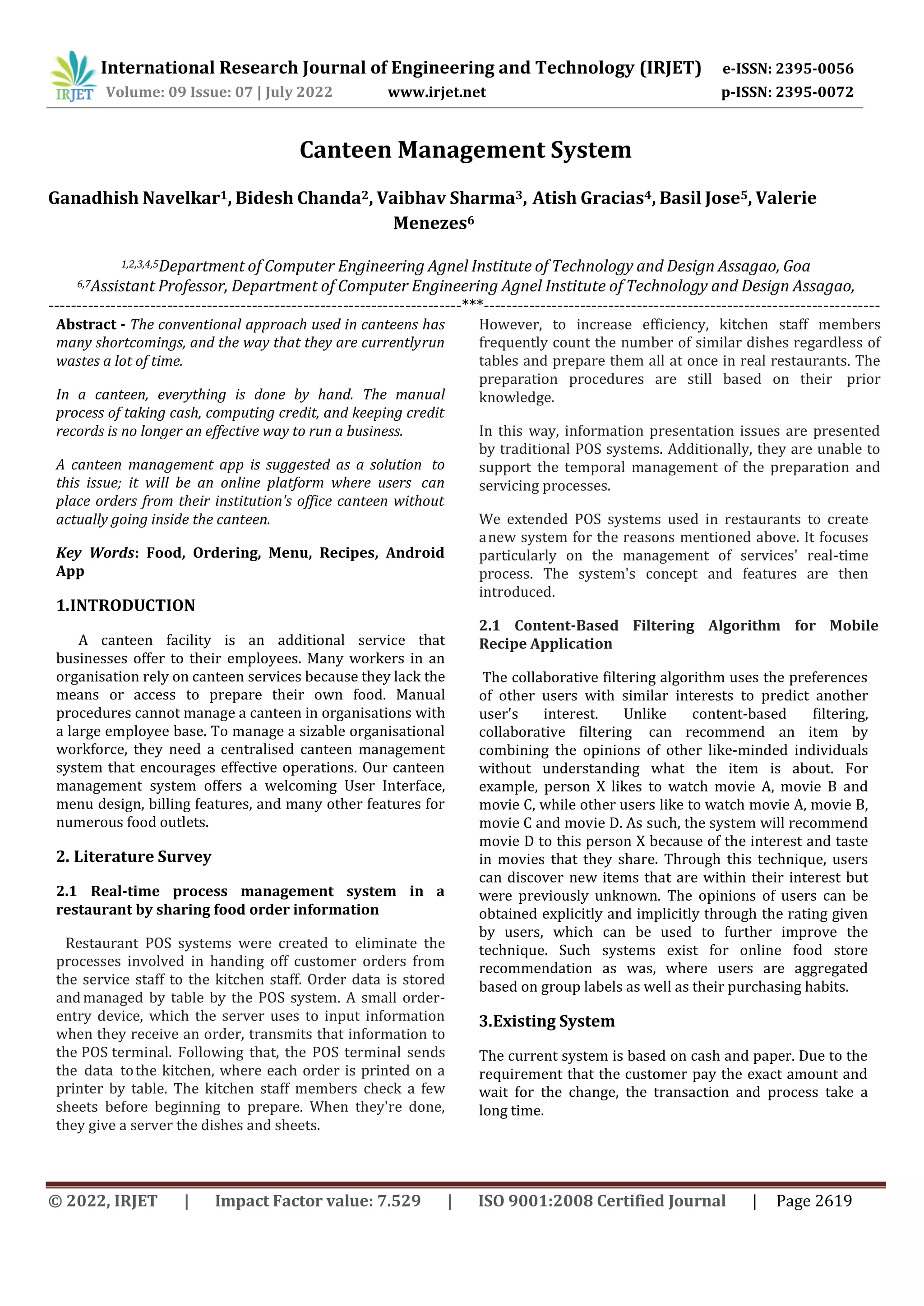 Canteen Management System | PDF