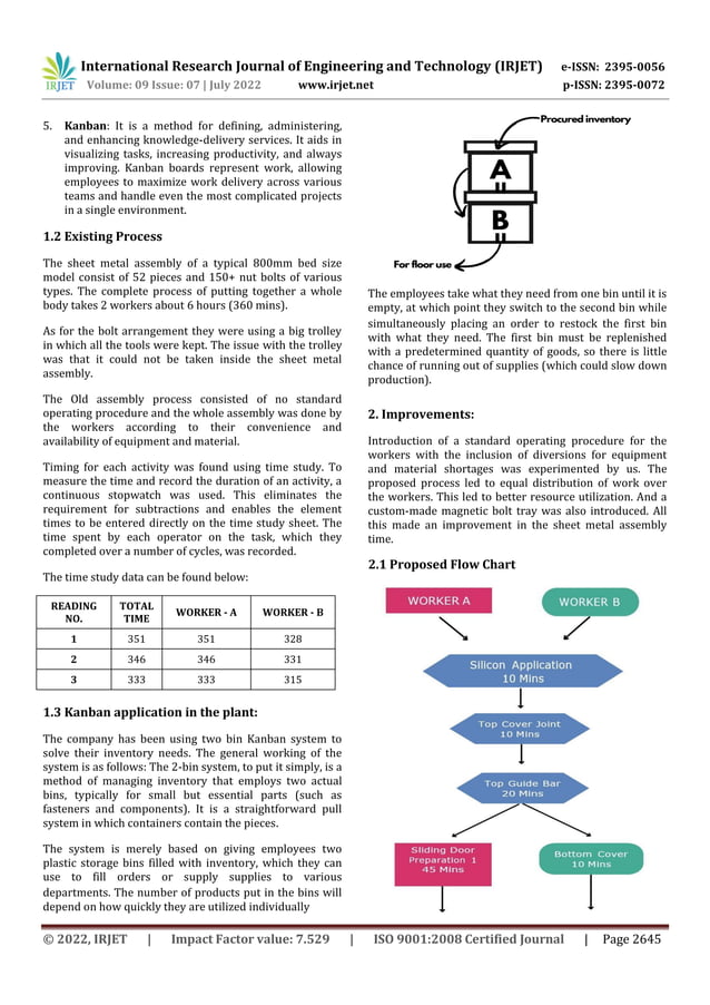 Sheet Metal Assembly Process Optimization Using Lean Manufacturing Tool | PDF