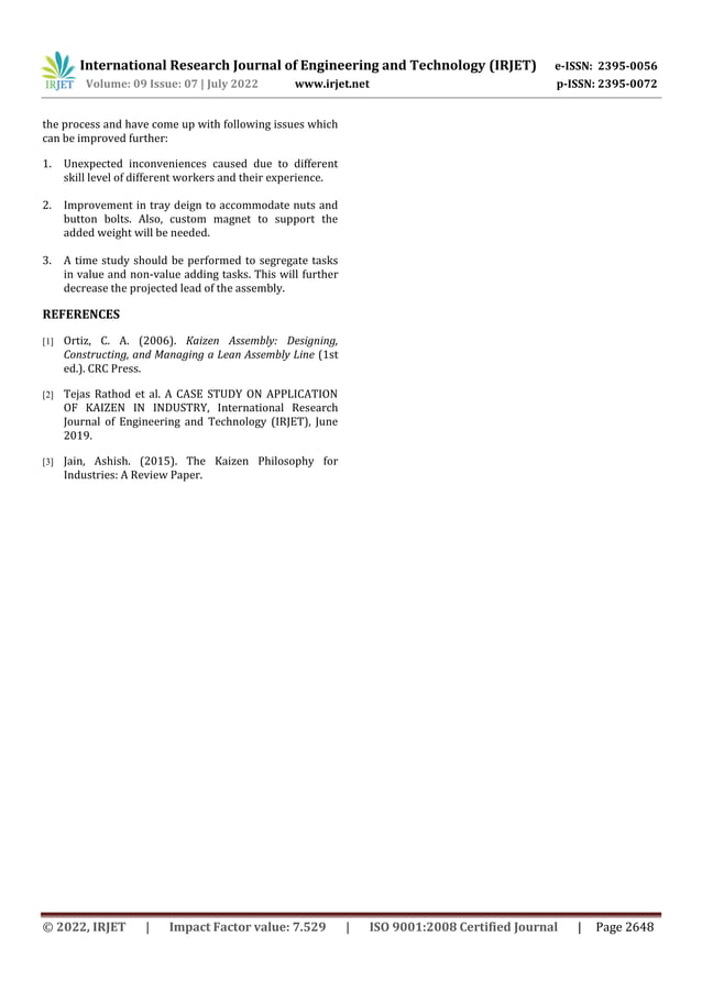Sheet Metal Assembly Process Optimization Using Lean Manufacturing Tool | PDF