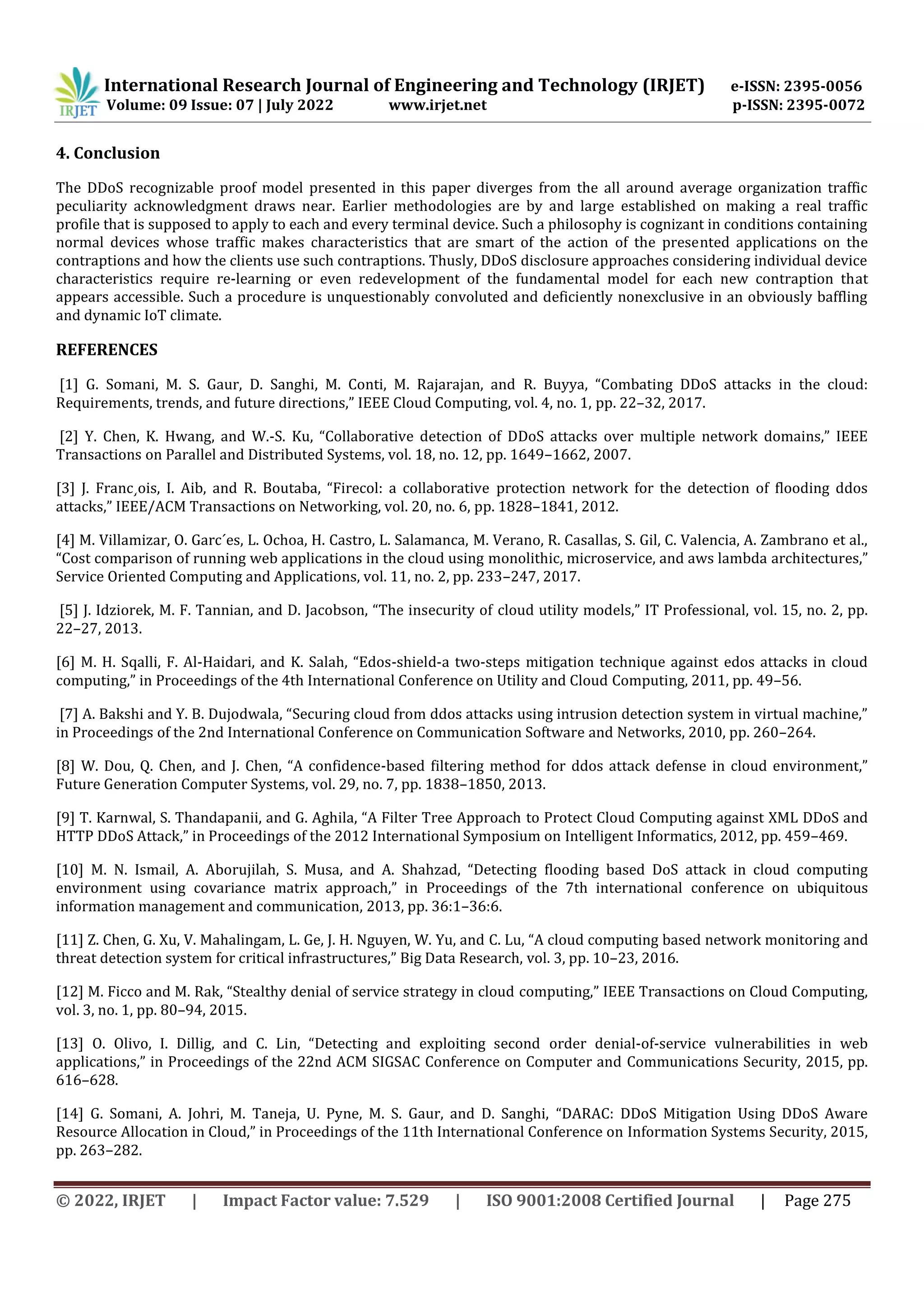 Improving Ddos Detection In Iot Devices Pdf Cloud Computing Internet