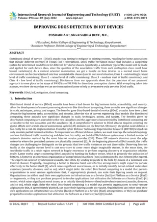 IMPROVING DDOS DETECTION IN IOT DEVICES | PDF | Cloud Computing | Internet